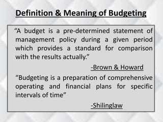Budget, Budgeting & budgetary control | PPTX
