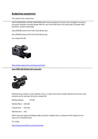 Budgeting equipment | DOCX