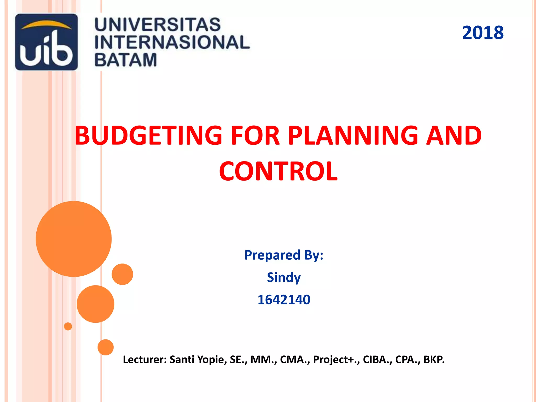 Budgeting for planning and control | PPTX