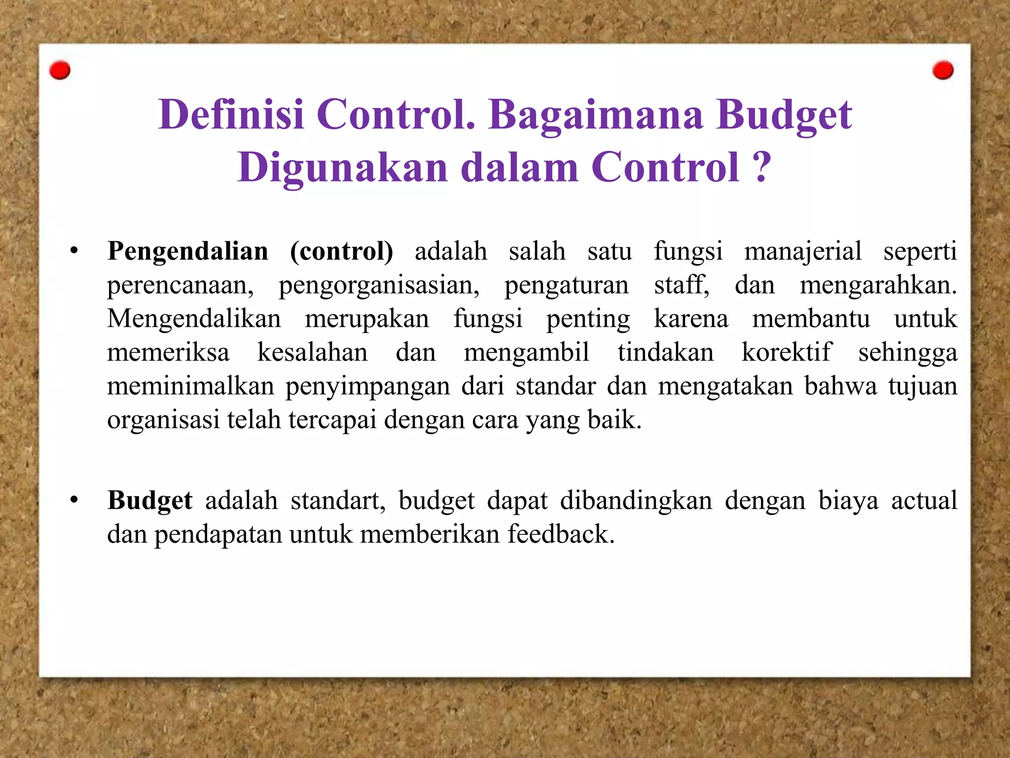 Budgeting for planning and control | PPTX
