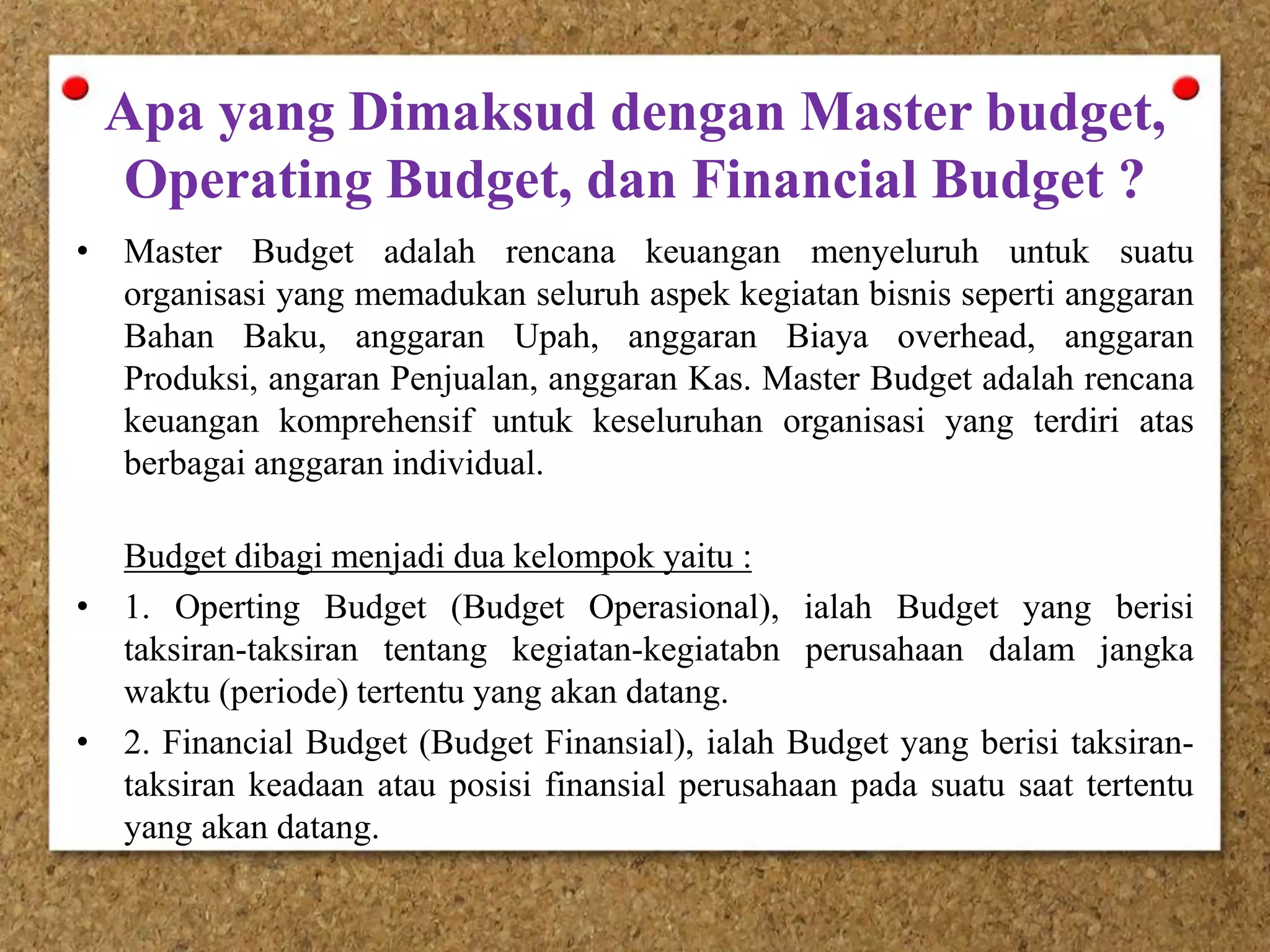 Budgeting for planning and control | PPTX