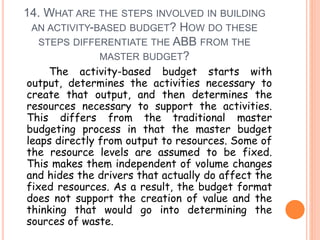 Budgeting for planning and control | PPT
