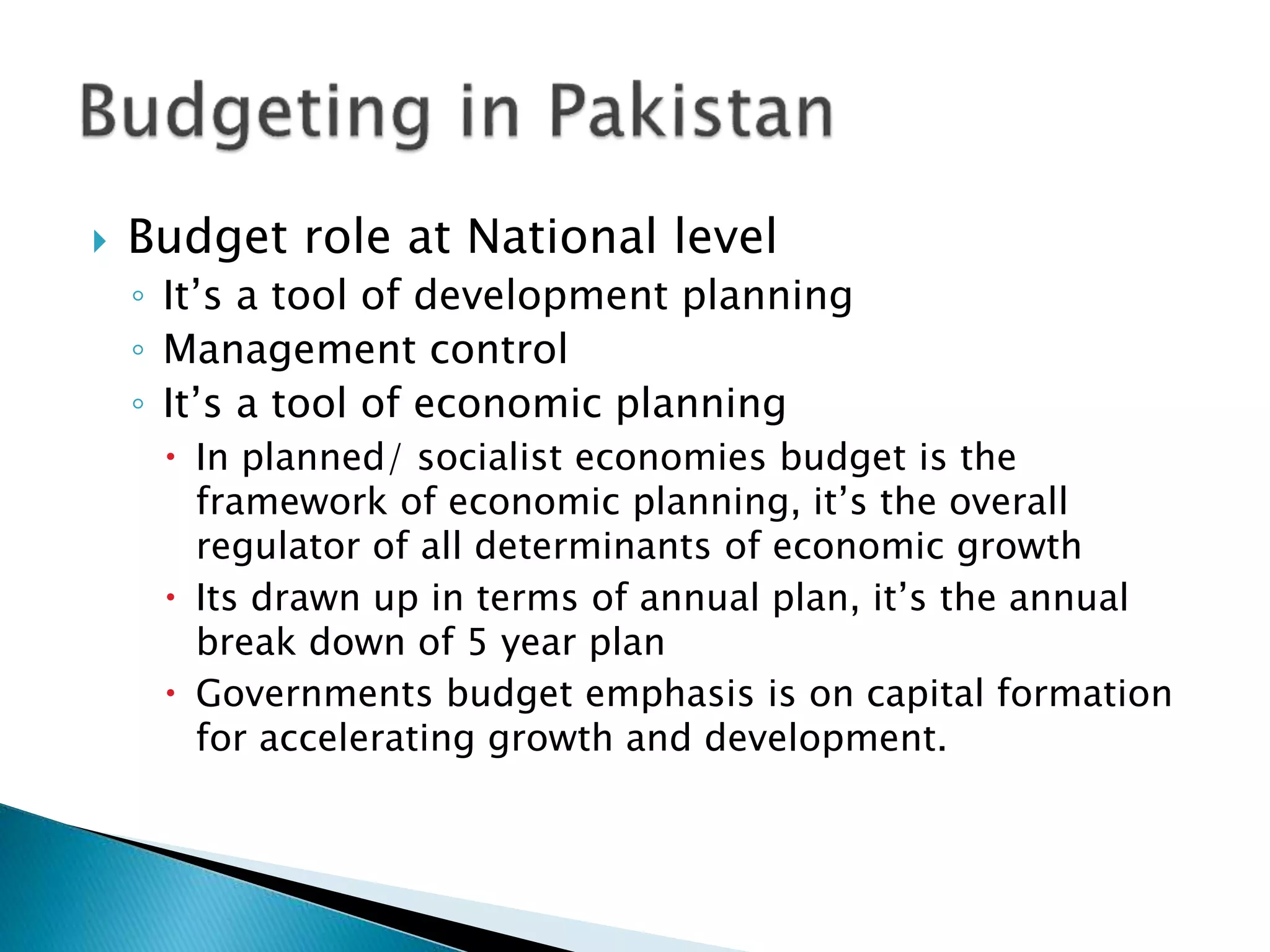 Budgeting in pakistan 6566 unit 3 | PPTX