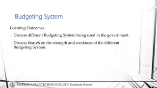 Budgeting system, Line-Item, Lump sum and PPBS | PPTX