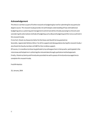Budgeting thesis | DOCX