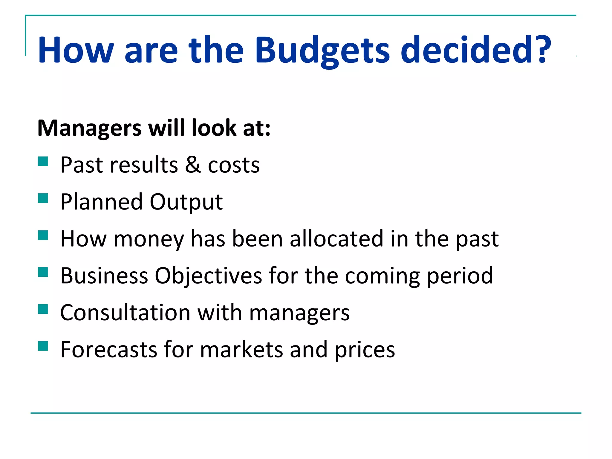 Budgeting & Variance Analysis | PPT