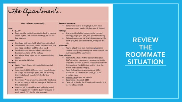 Budgeting with roommates | PPT