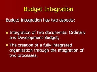 Budget integration, program budgeting and reengineering of business ...