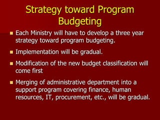 Budget integration, program budgeting and reengineering of business ...