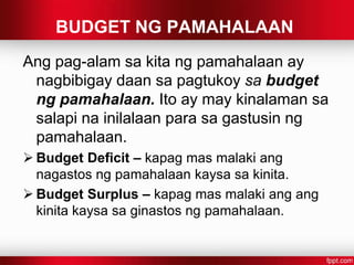 Budgetng pamahalaan&buwis 1 | PPT