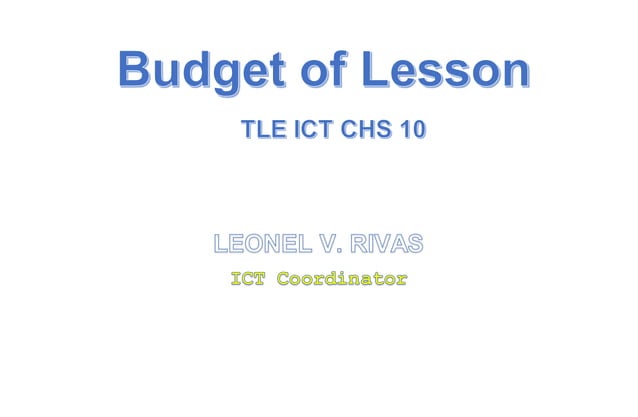 Budget of lesson in TLE ICT CHS 10 | DOCX