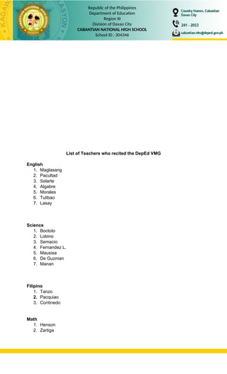 Budget of work-English in the school year | PDF