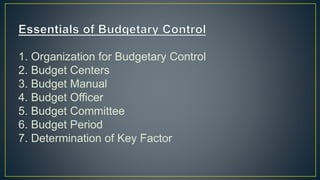 Budgetary control | PPTX | Business Accounting & Finance | Business