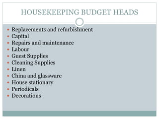 Housekeeping Budgets | PPTX