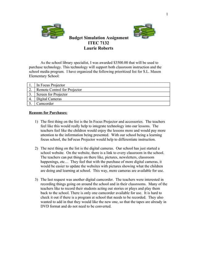 Budget simulation assignment | DOC