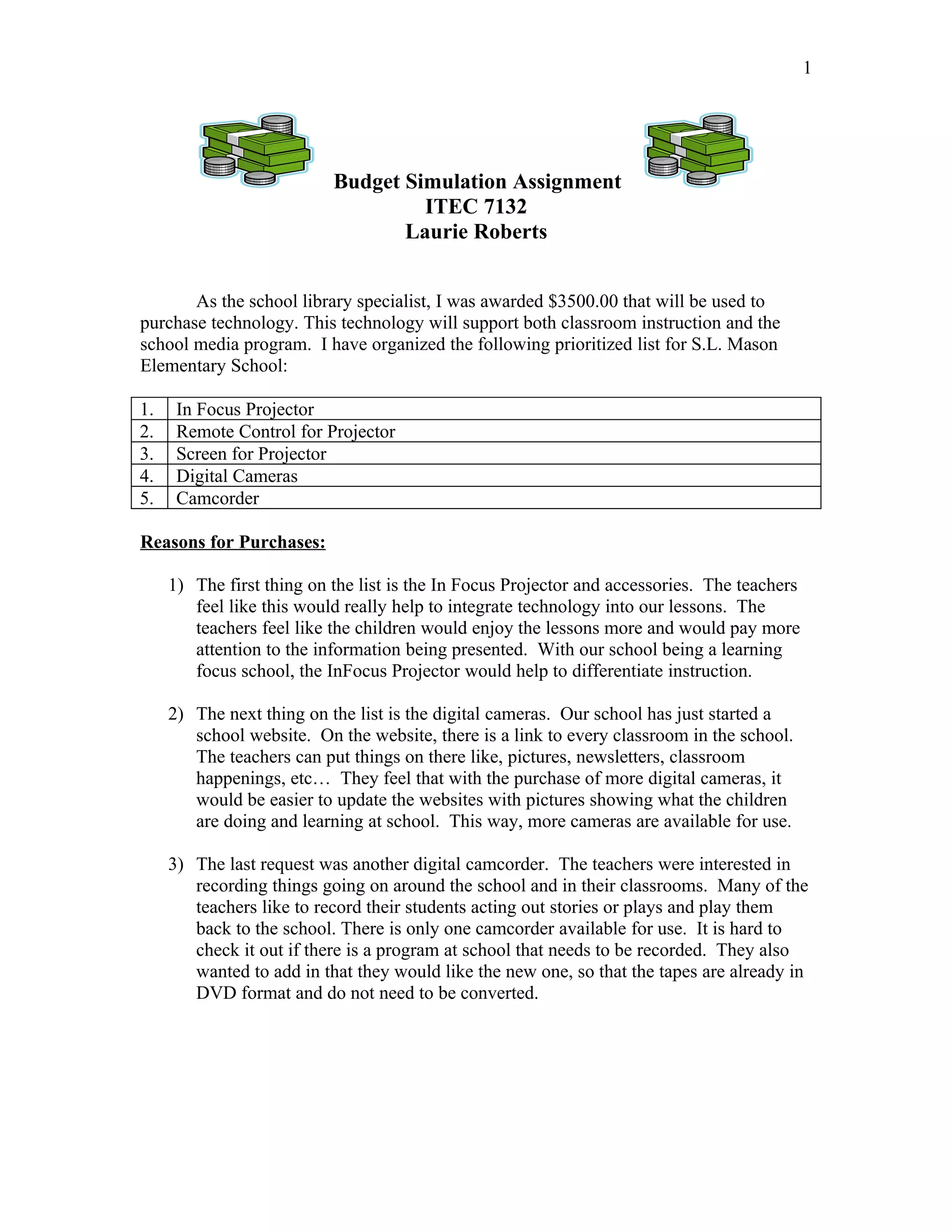 Budget simulation assignment | DOC