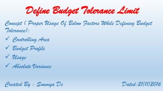 Budget Tolerance (SAP PS) | PPT