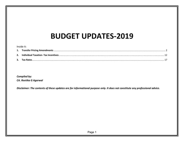 Budget updates 2019 | PPT