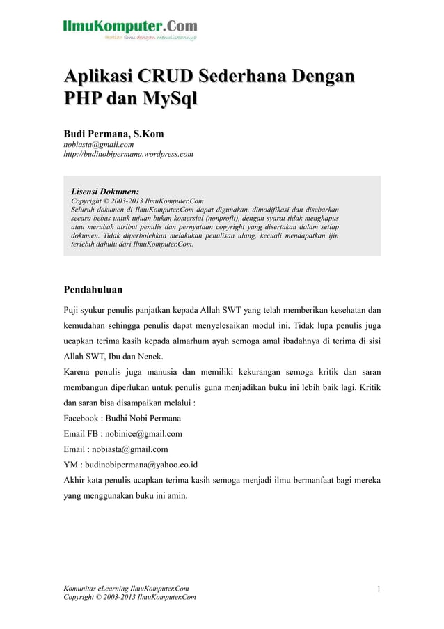 Budi aplikasi-crud-sederhana-dengan-php-dan-my sql-libre | PDF