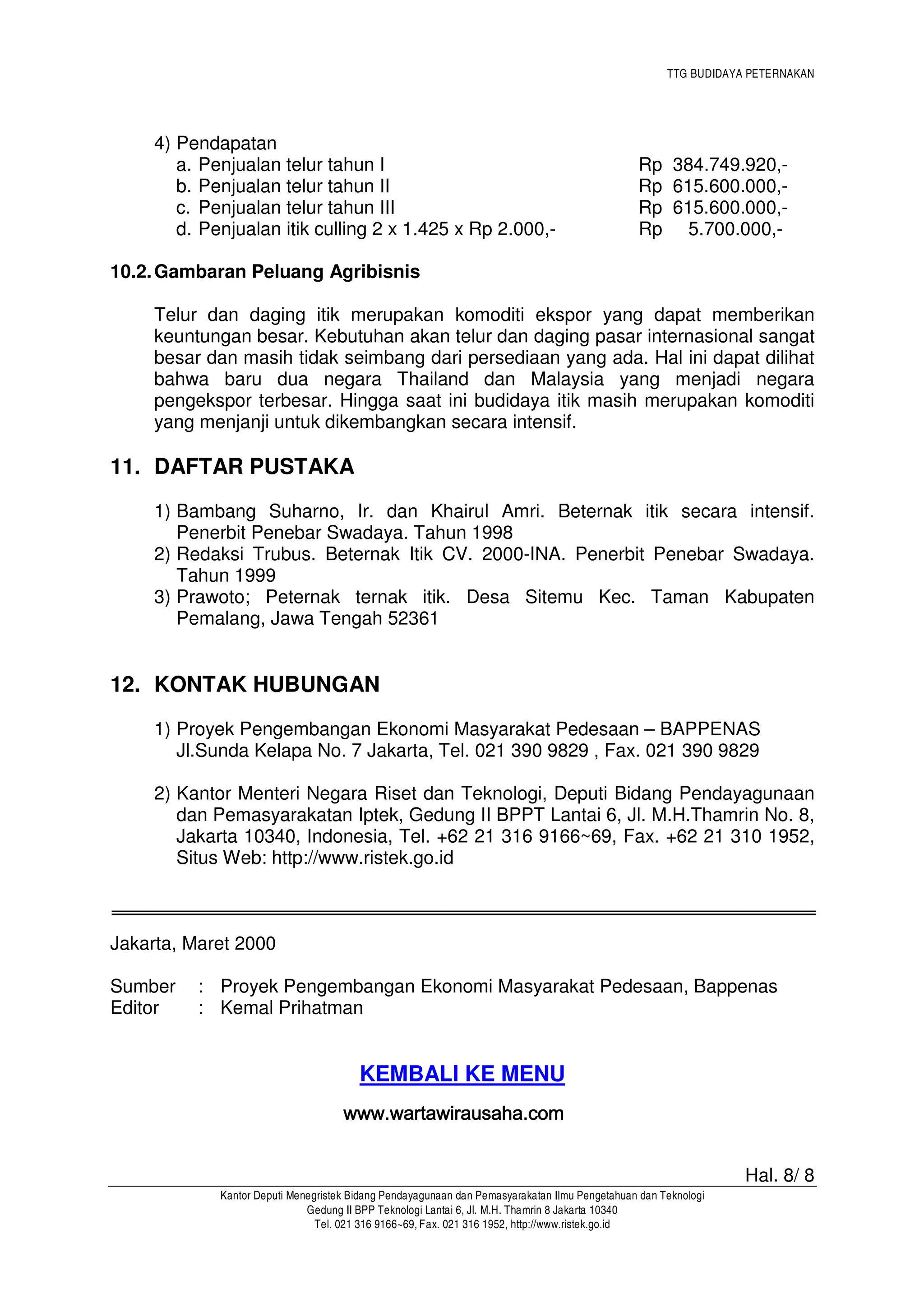 Pedoman Budidaya itik | PDF