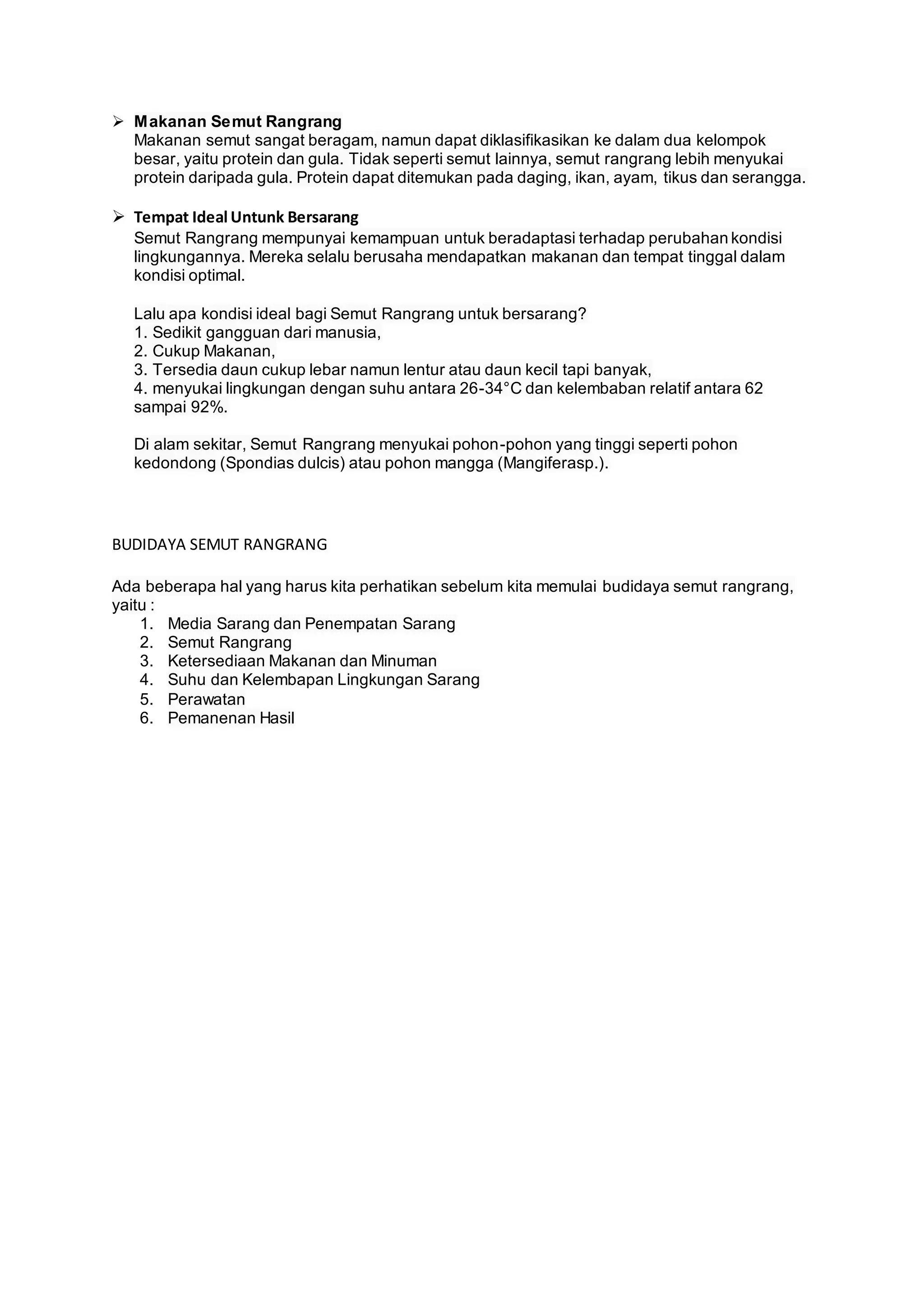 Budi daya semut rangrang | DOCX