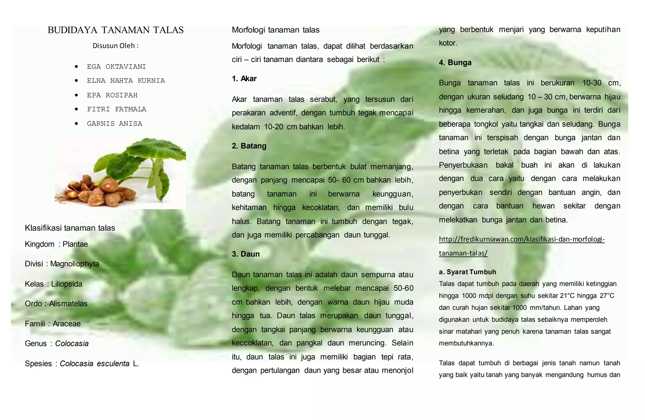 Budidaya tanaman talas | DOCX