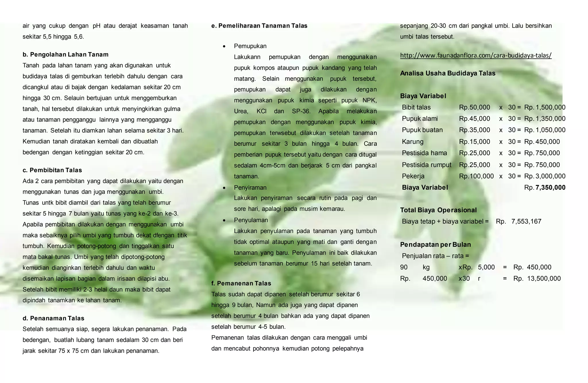 Budidaya tanaman talas | DOCX