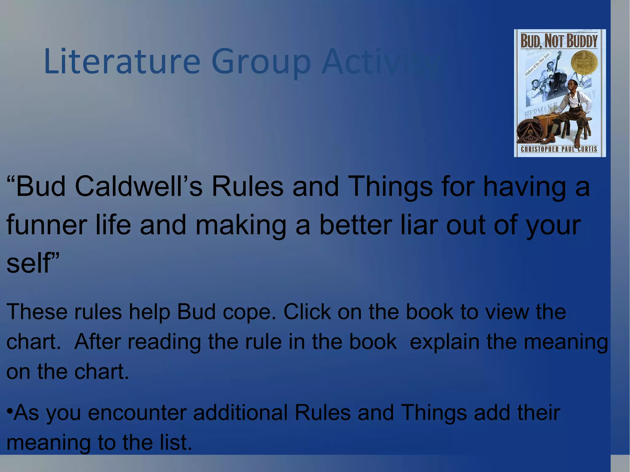 Bud, Not Buddy Assignment | PPT