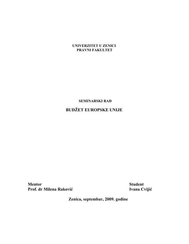 Budzet europske unije | DOC