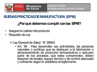 Buenas Practicas de Manufactura (BPM-GMP)--QF Fanny Vasquez Ramos | PPTX