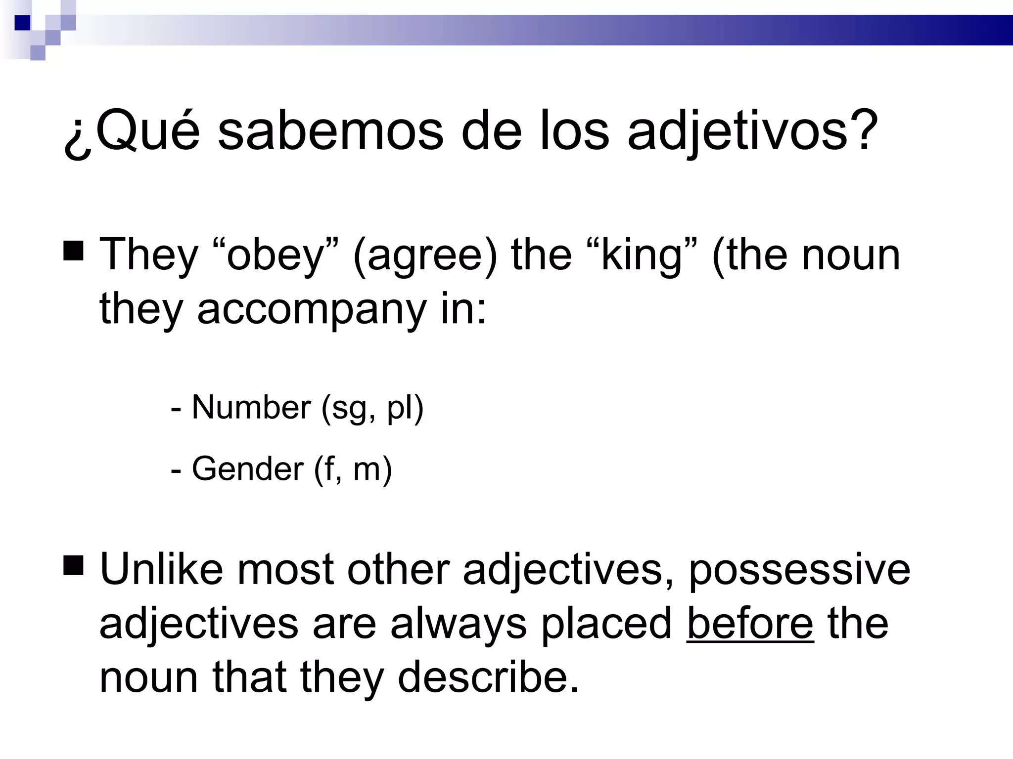 Los Adjetivos Posesivos | PPT