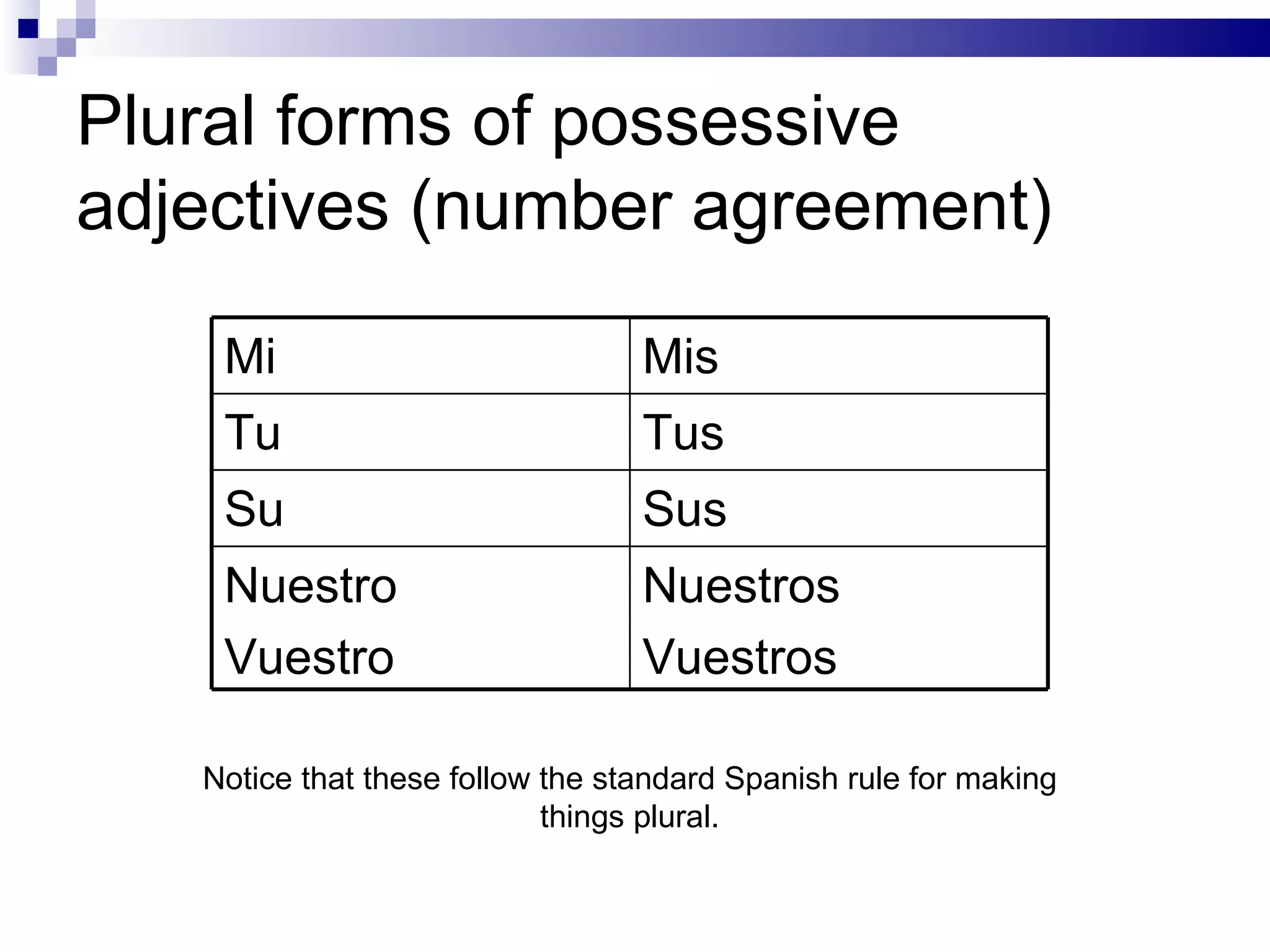 Los Adjetivos Posesivos | PPT