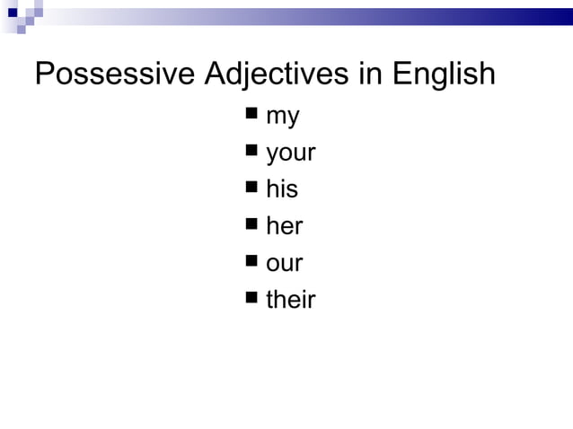 Los Adjetivos Posesivos | PPT