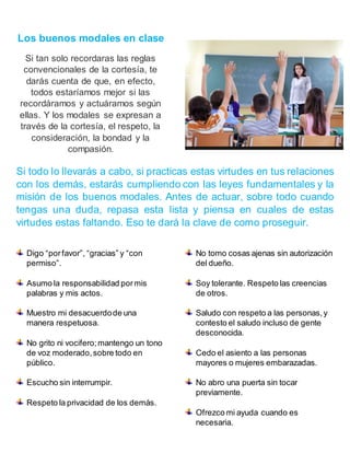 Buenos modales en clase | DOCX