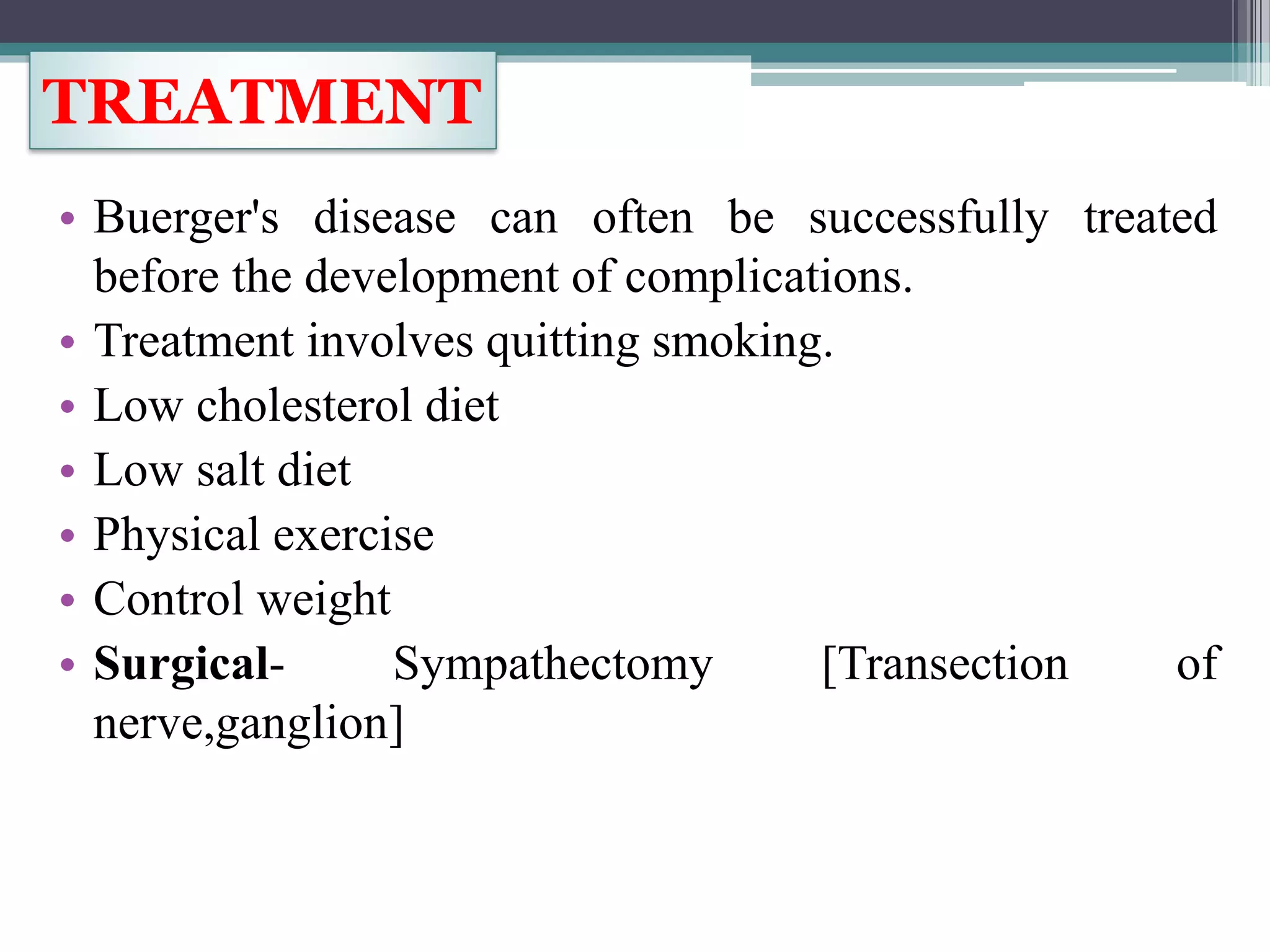Buerger's disease ( Thromboangiitis obliterans) | PDF