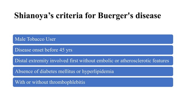 Buerger’s Disease (Thromboangiitis Obliterans) | PPTX | Foot Health ...