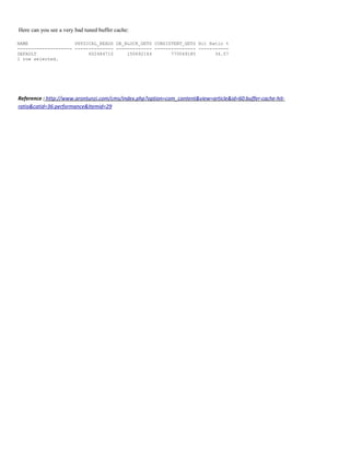 Buffer cache hit ratio | DOC | Databases | Computer Software and Applications