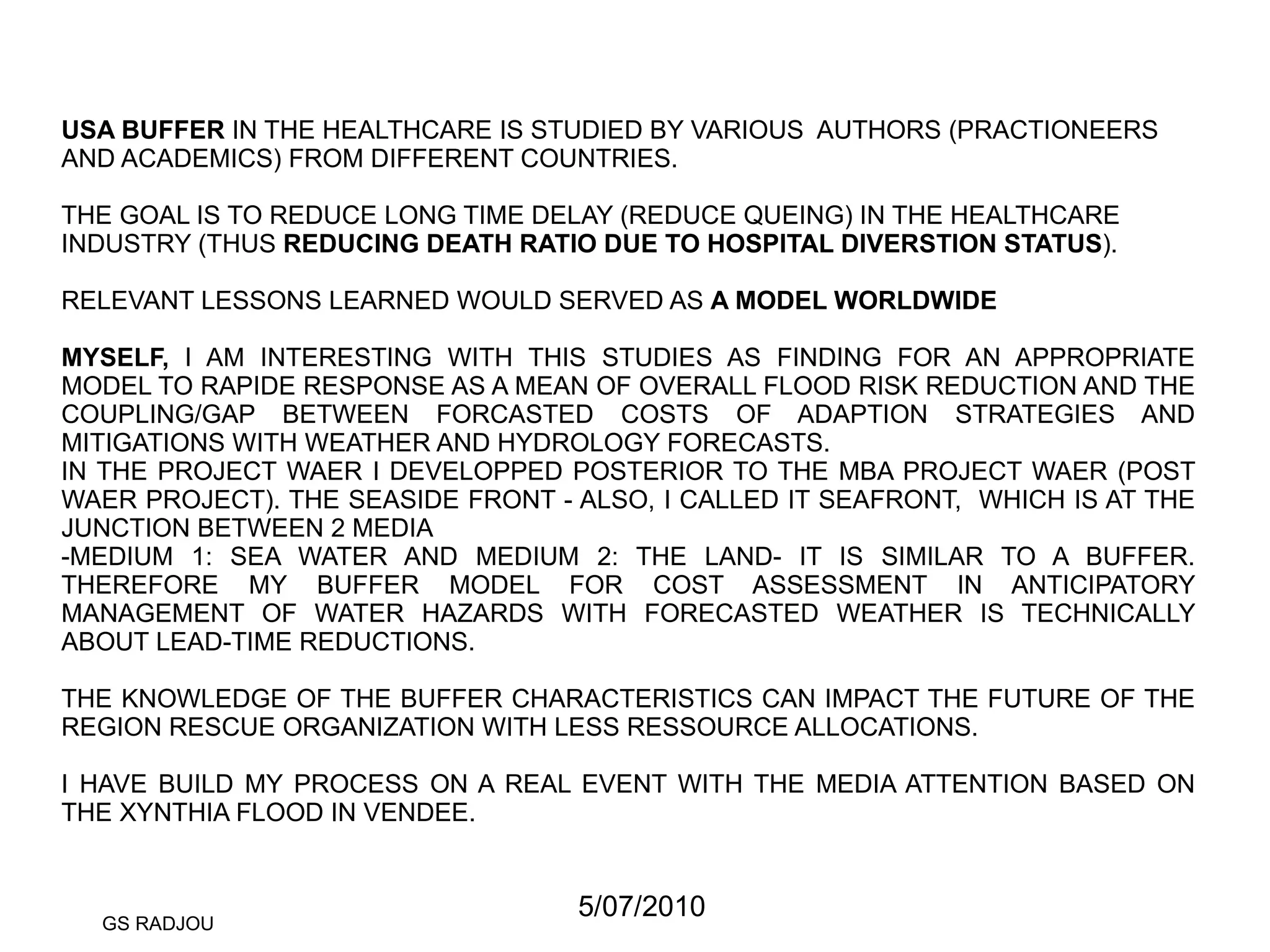 Buffer concept in the us health care | ODP