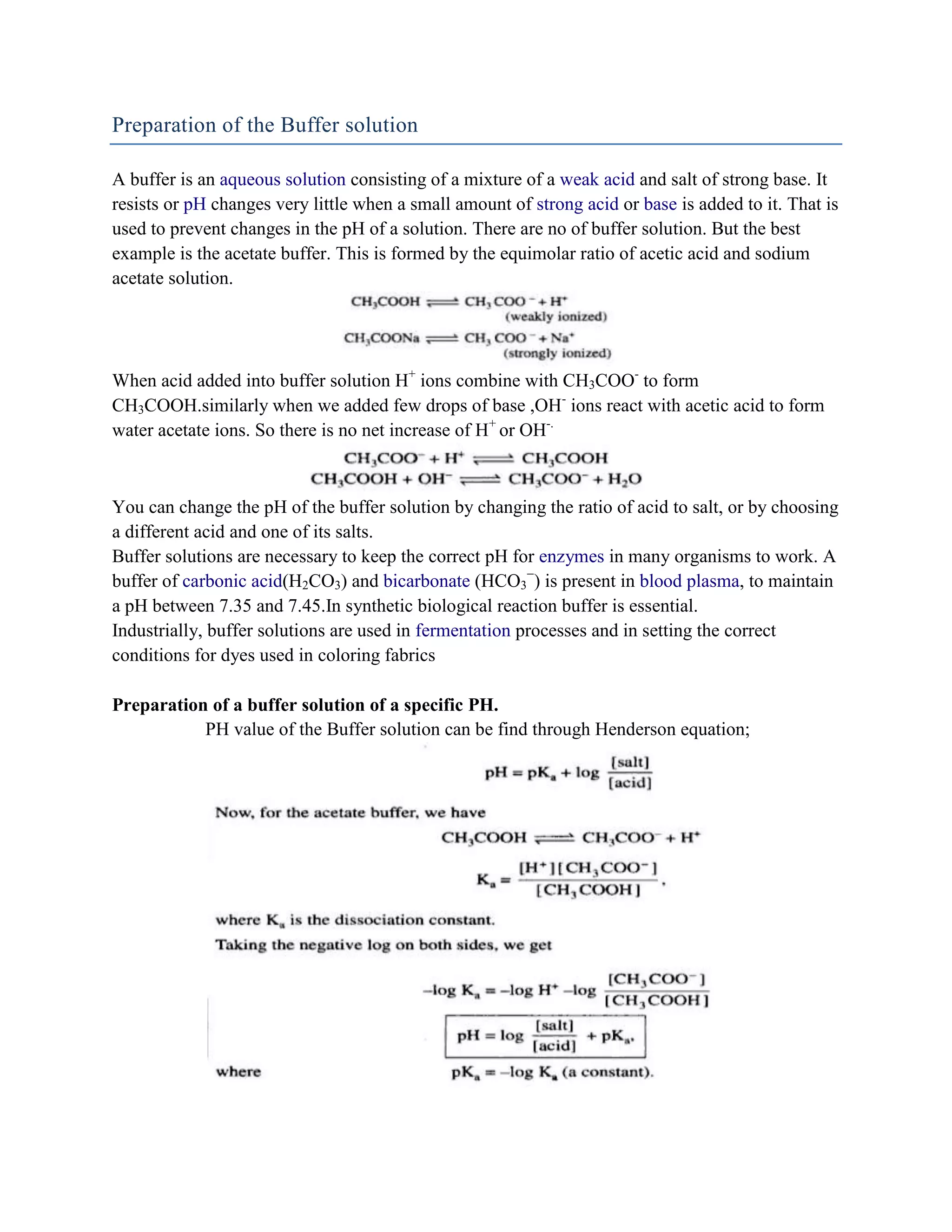 Buffer pre. | DOCX | Chemistry | Science