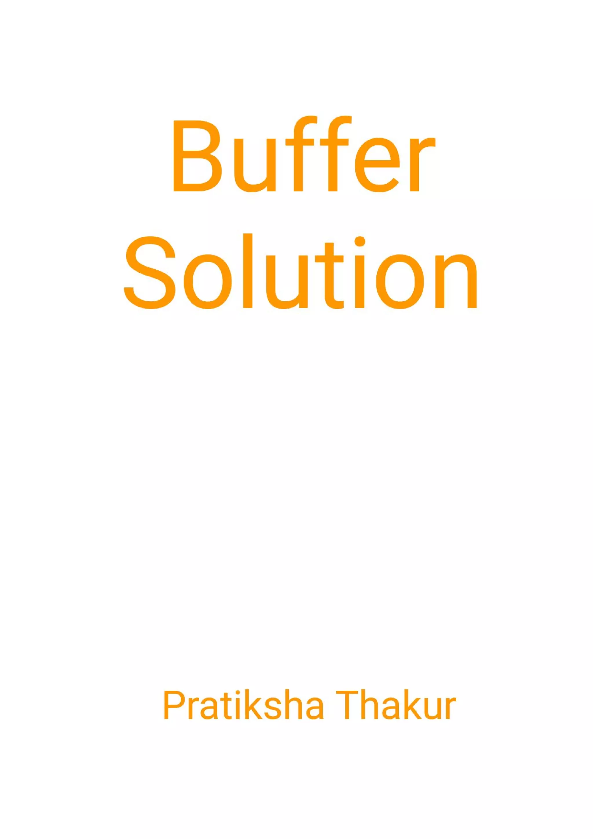Buffer Solution | PDF
