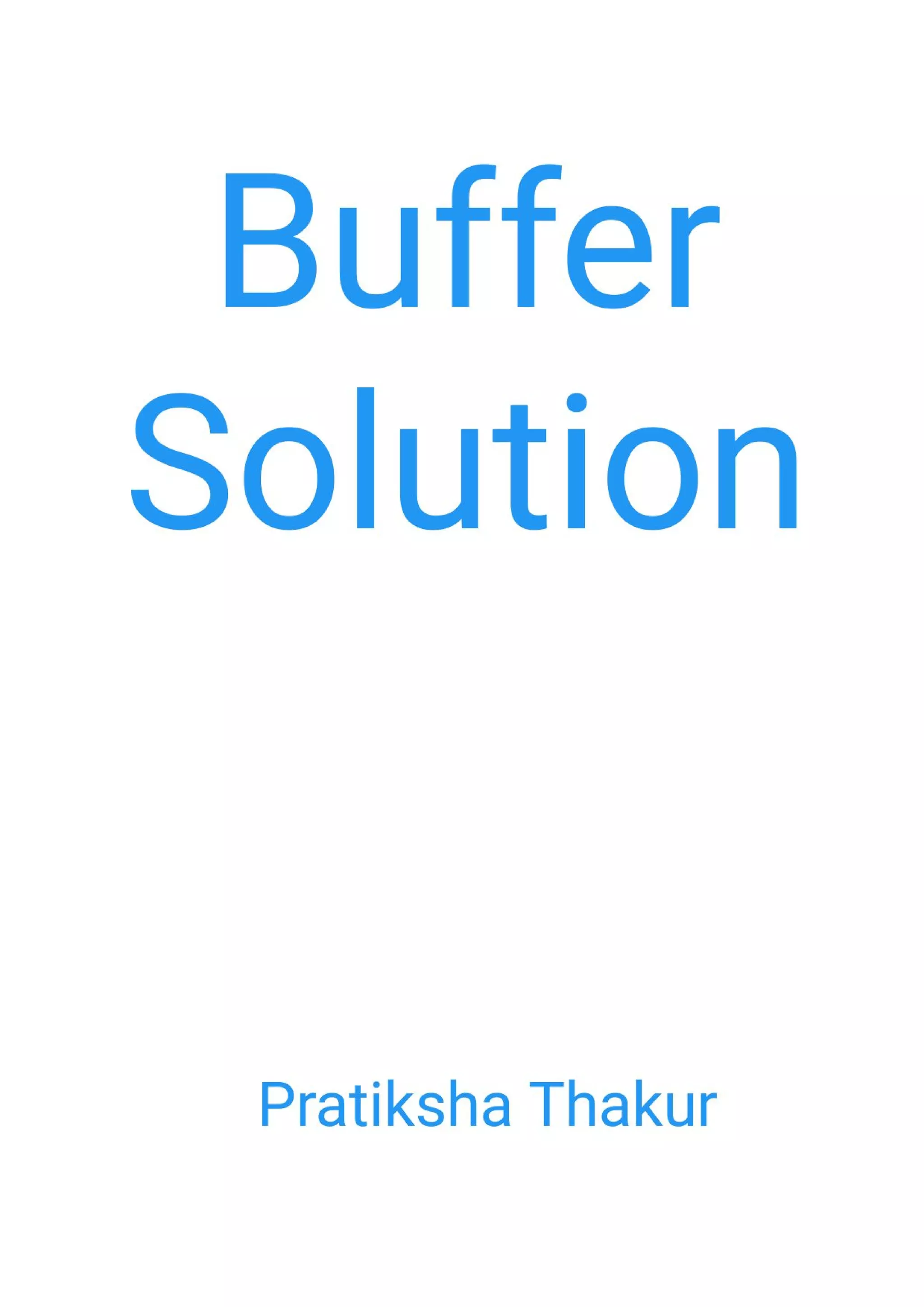 Buffer Solution | PDF | Chemistry | Science