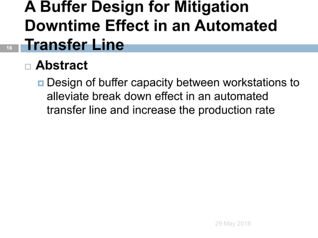 ANALYSIS OF TRANSFER LINE WITH BUFFER STORAGE | PPTX