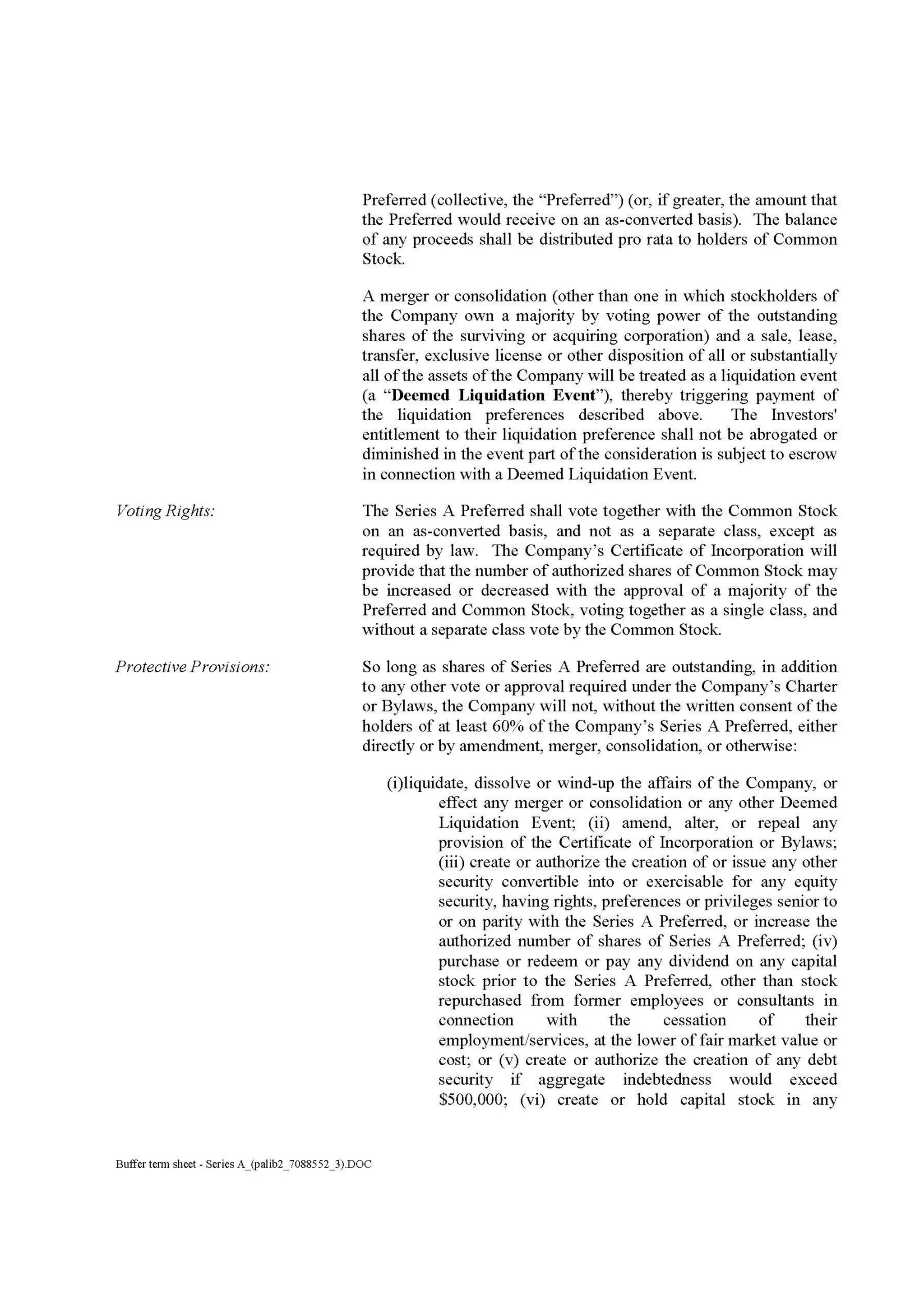 Buffer term sheet | PDF