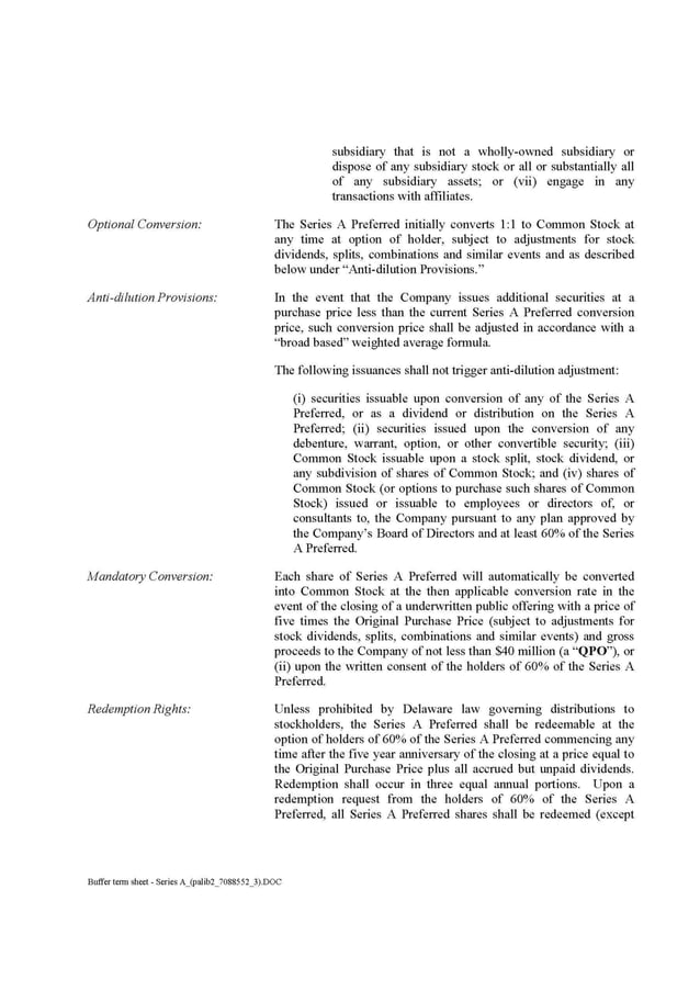 Buffer Term Sheet Pdf