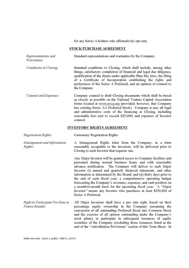 Buffer term sheet | PDF