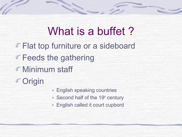 Buffet | PPT | Dining Out | Food & Drink