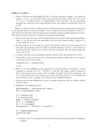 Buffon's needle exercises | PDF