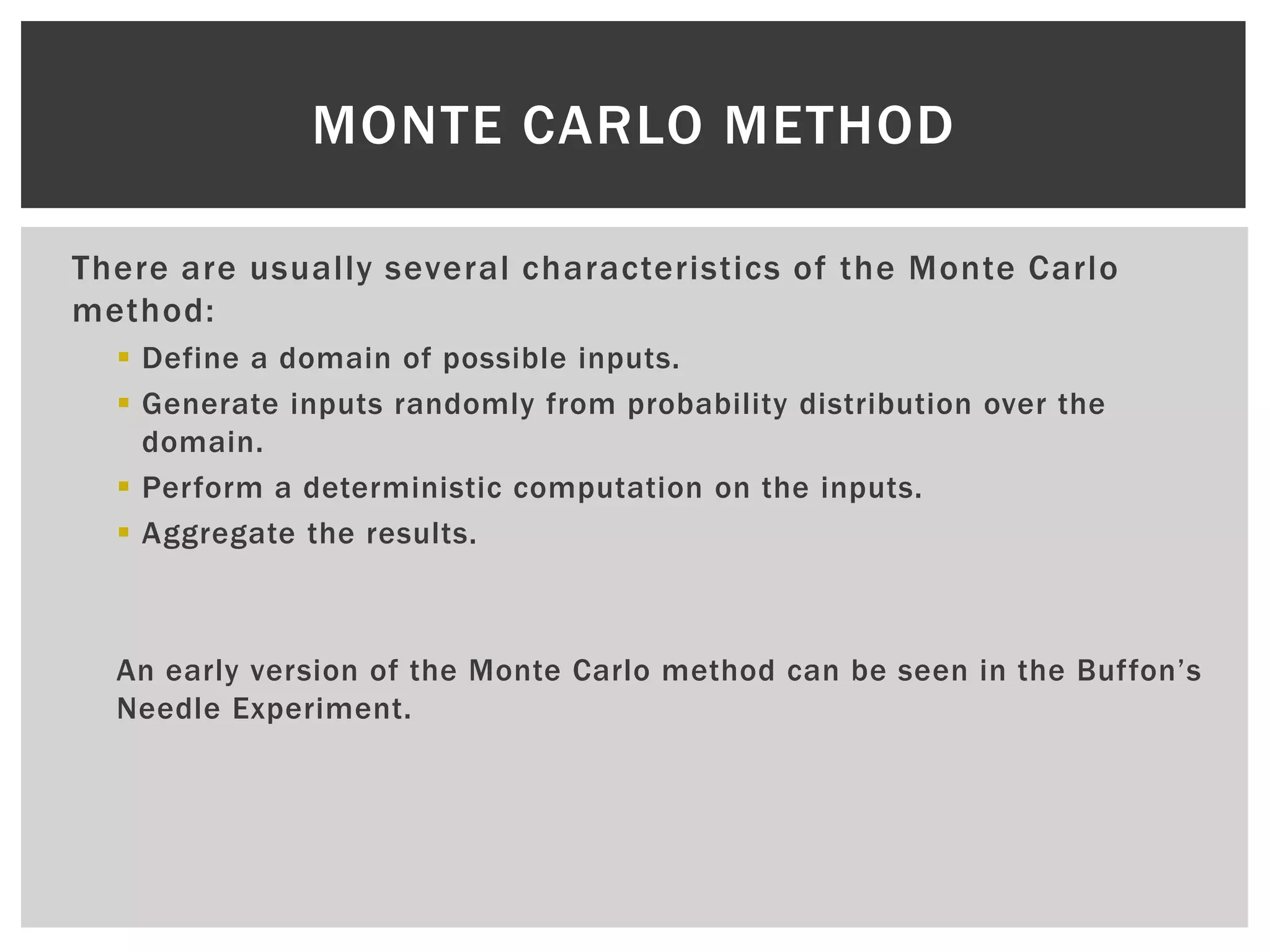 Buffon Needle and the Monte Carlo Method | PPTX