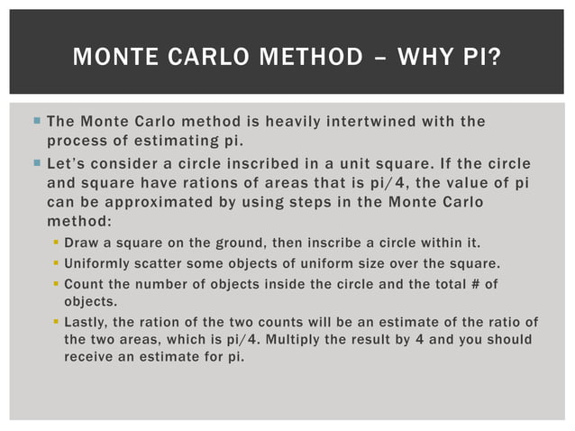 Buffon Needle and the Monte Carlo Method | PPT