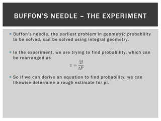 Buffon Needle and the Monte Carlo Method | PPTX